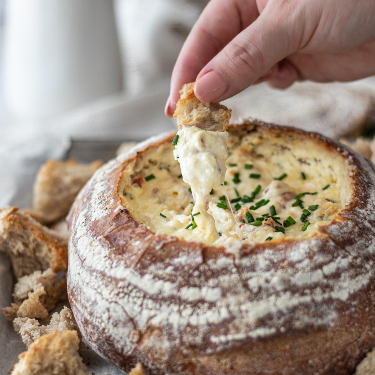 Cheese and Bacon Cob Loaf Dip - Recipes by Carina